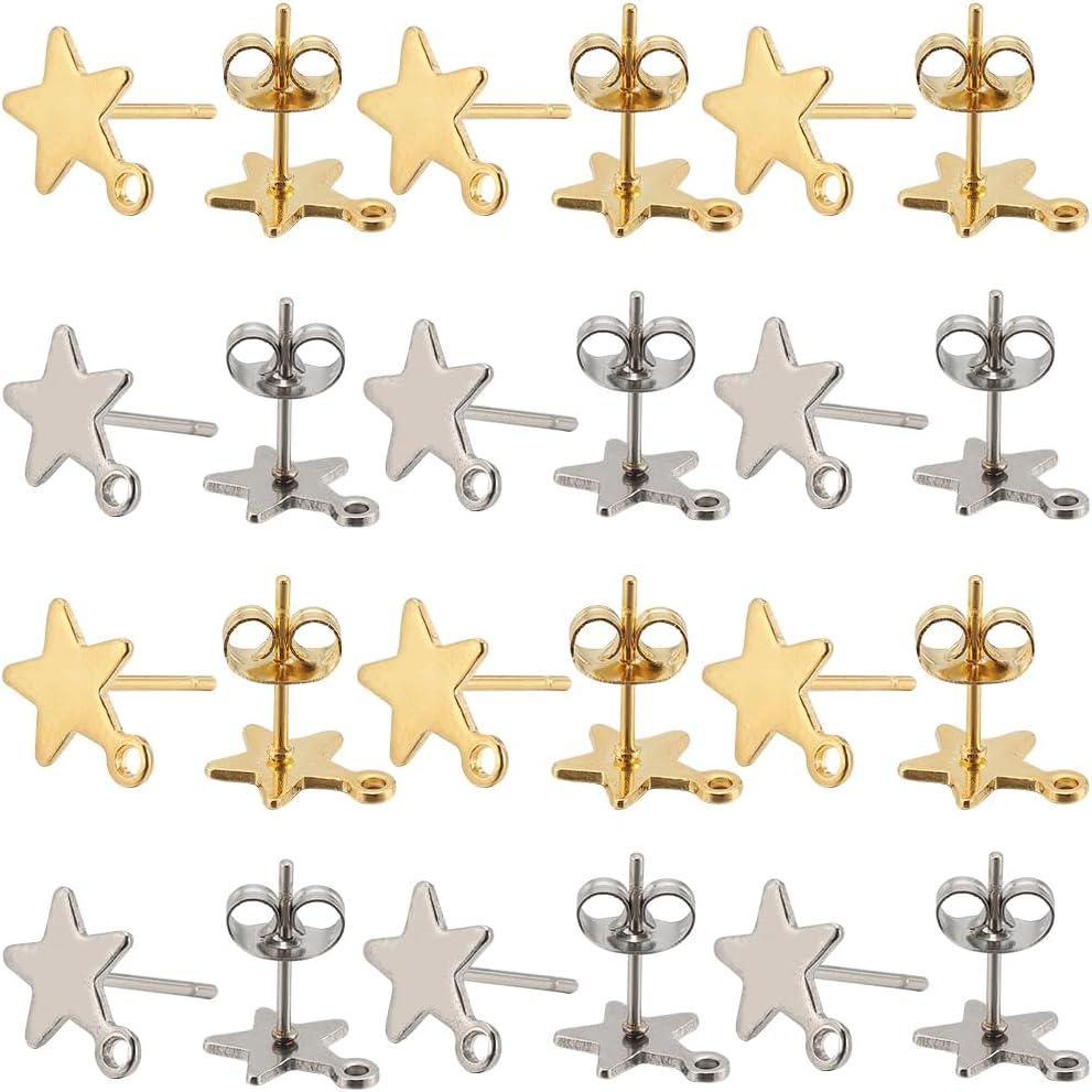 Amazon.com: SUNNYCLUE 1 Box 60Pcs Star Earrings Post Earring Posts with ...