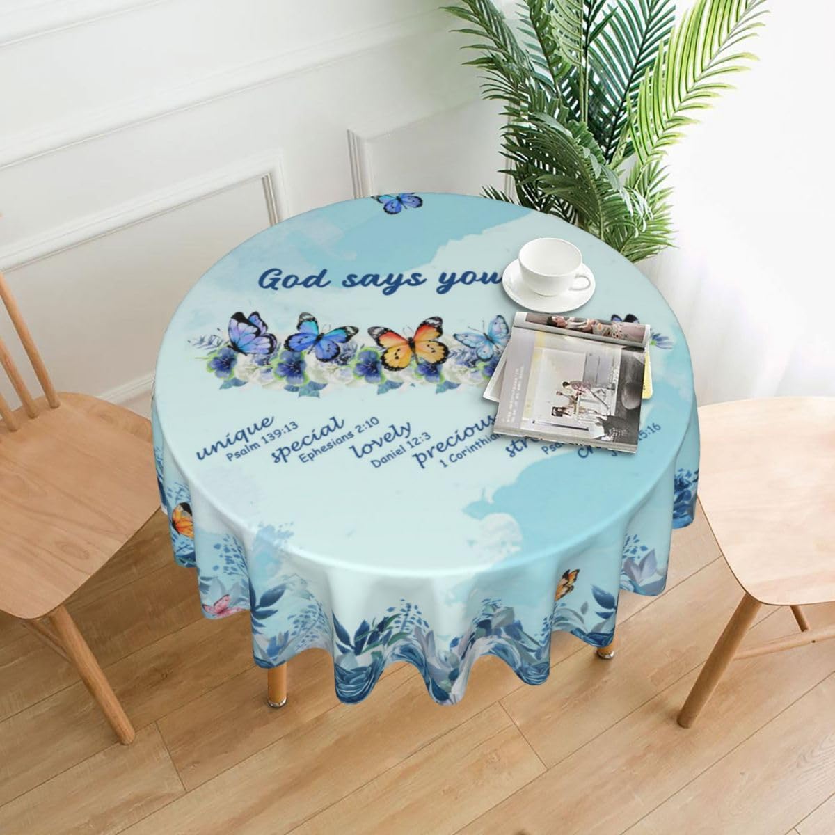 Amazon.com: PIONBLANK Christian Gifts Round Table Cloth, Religious ...