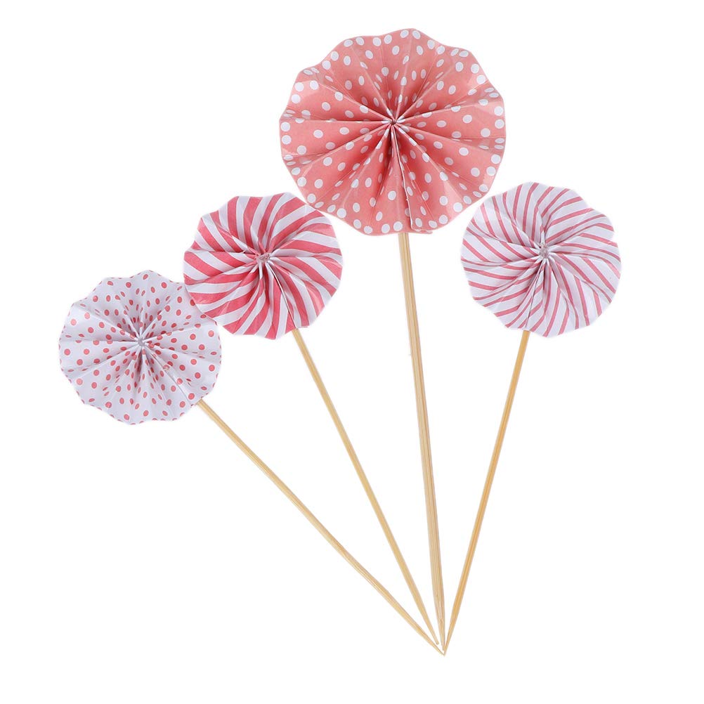 Stwish 8pcs Mini Paper Fan Cake Cupcake Topper Birthday Party Baby ...