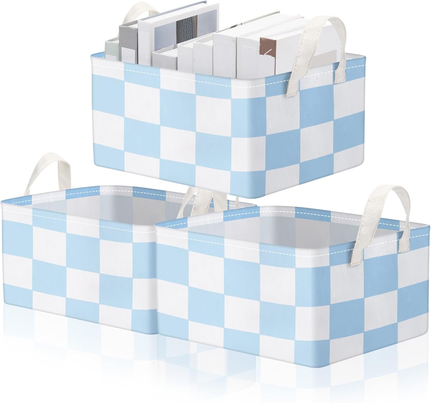 Amazon.com: Boao 3 Pcs Checkered Basket Checkered Storage Bin with ...