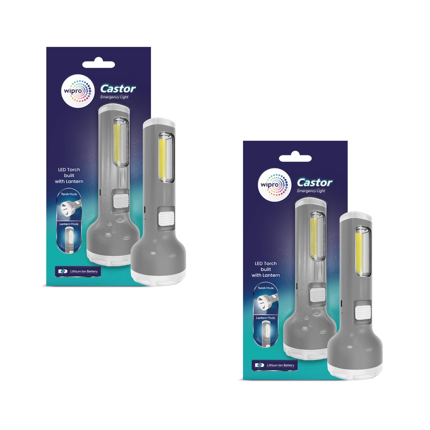 wipro Castor Multi-Functional Emergency Light |Grey| Rechargable LED ...