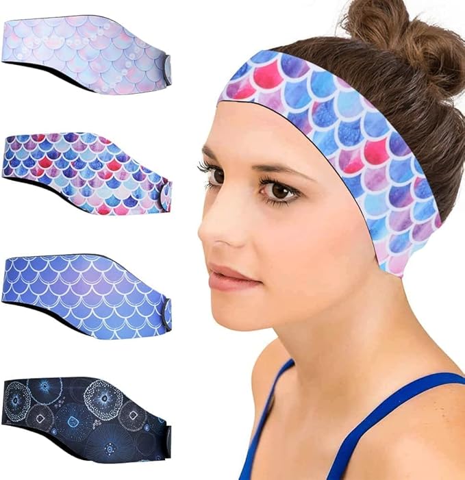 4 Pcs Swimming Headbands for Adults, Adjustable Swimming Ear Protection ...