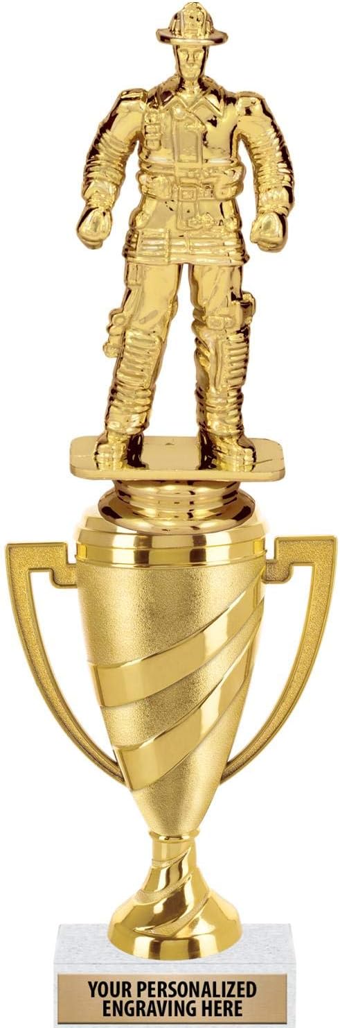 Amazon.com : Crown Awards Fireman Trophy, 11" Gold Cup Firefighter ...