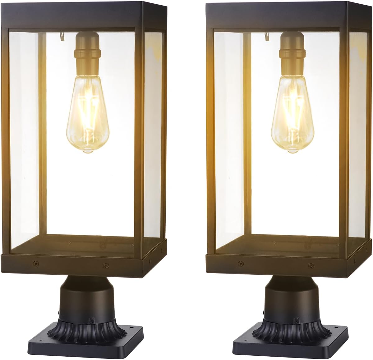 Poxran Solar Lamp Post Light, 20‘’H Dusk to Dawn Modern Solar Post ...