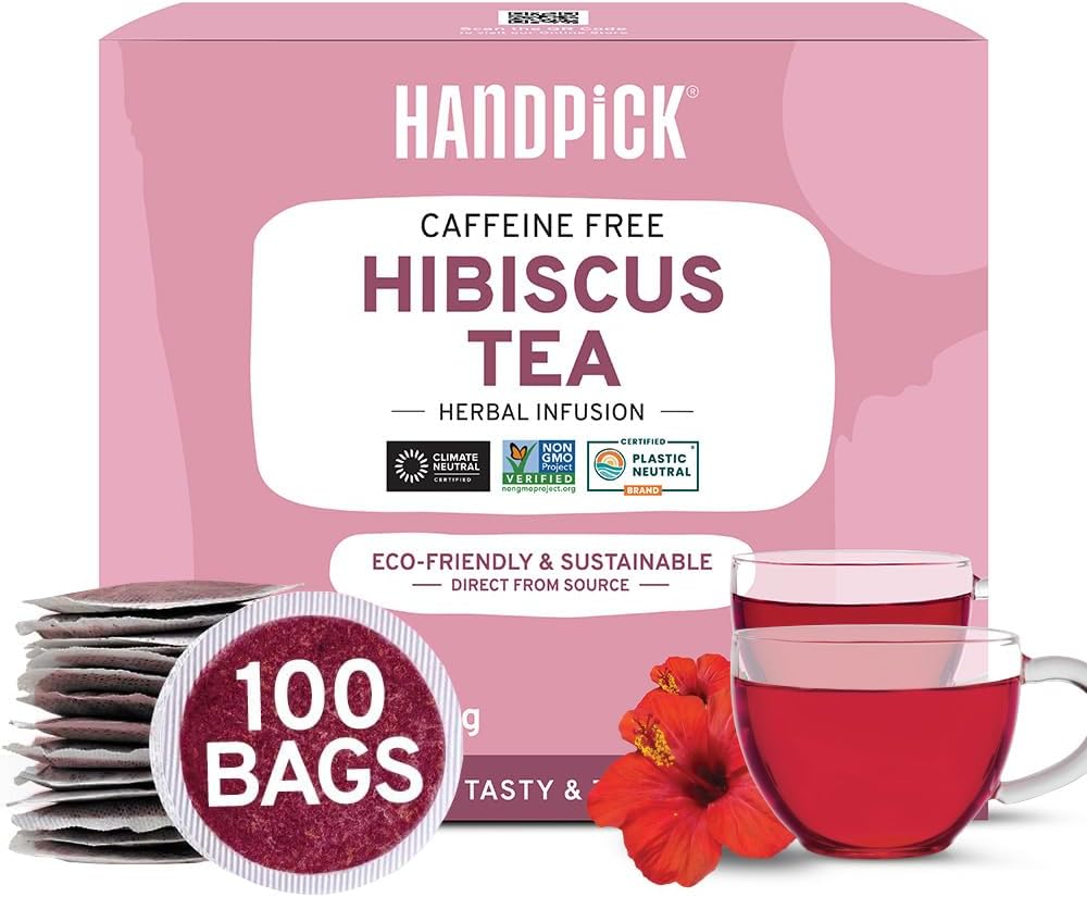 HANDPICK, Hibiscus Tea Bags - 100 Count | Caffeine-Free, Pure ...