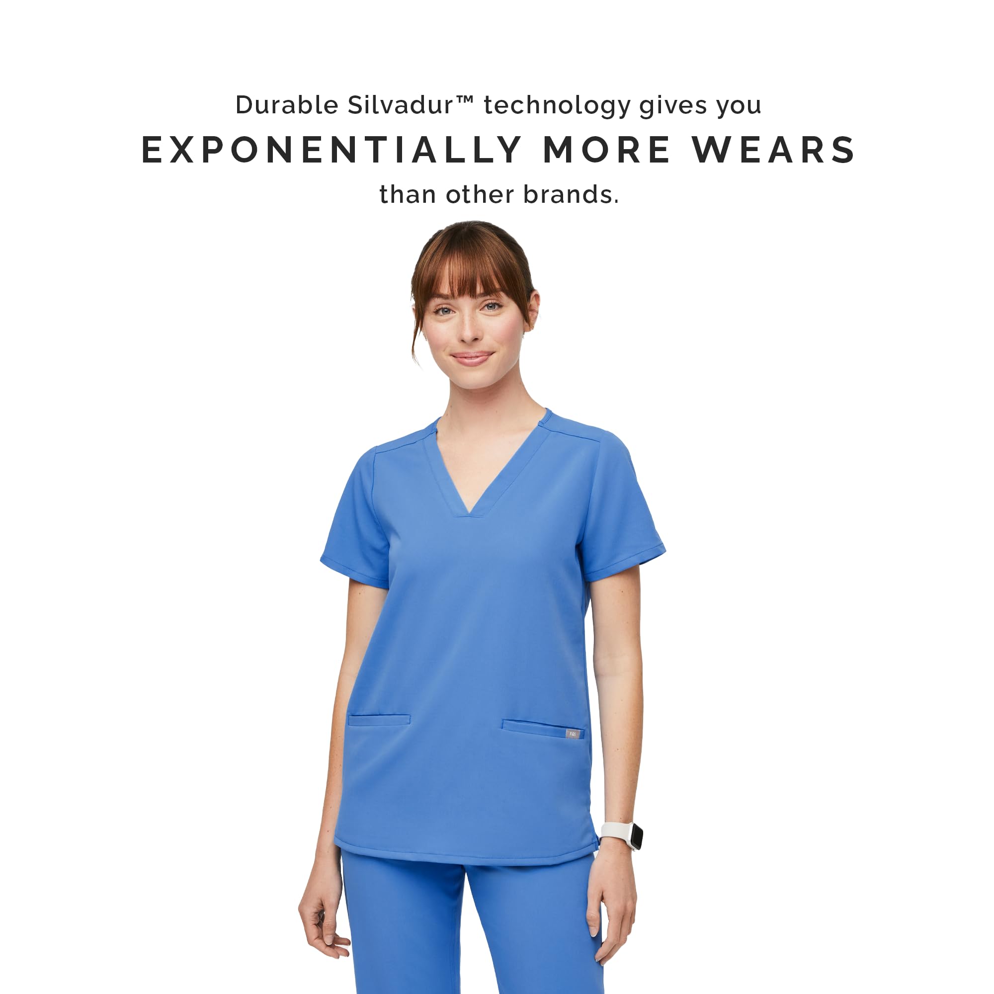 Snapklik.com : FIGS Casma Three-Pocket Scrub Top For Women - Capri Blue