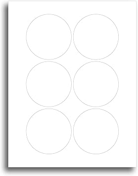 Amazon.com : White Adhesive 3 Inch Round Labels - 25 Sheets / 150 ...