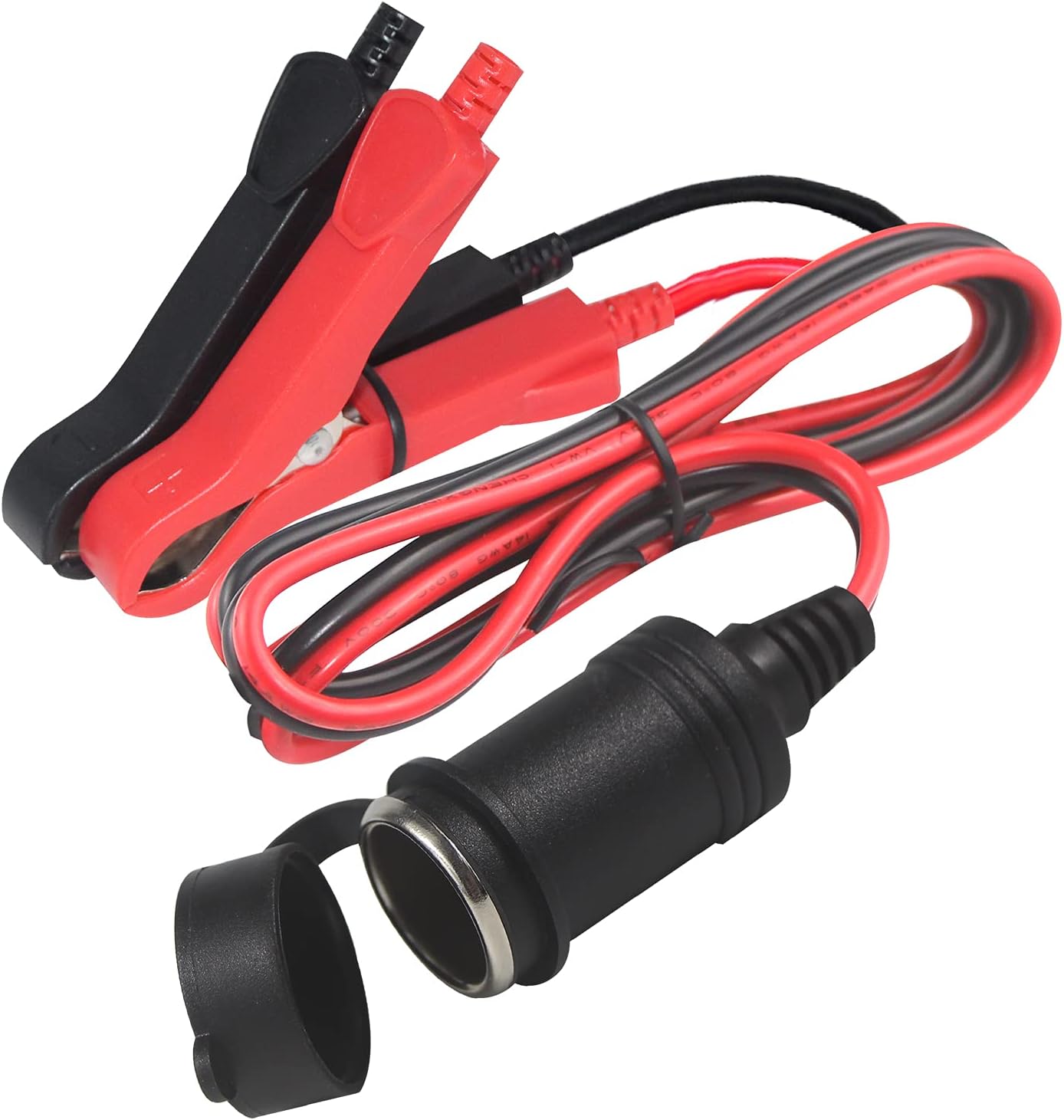 12V Auto Cigarette Lighter Socket to Battery Alligator Clips Power ...