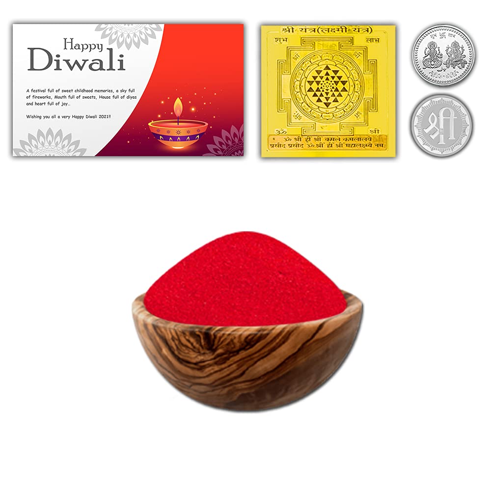 Tescos Red Rangoli Colour Powder 800grm With Gold Plated Yantra ...