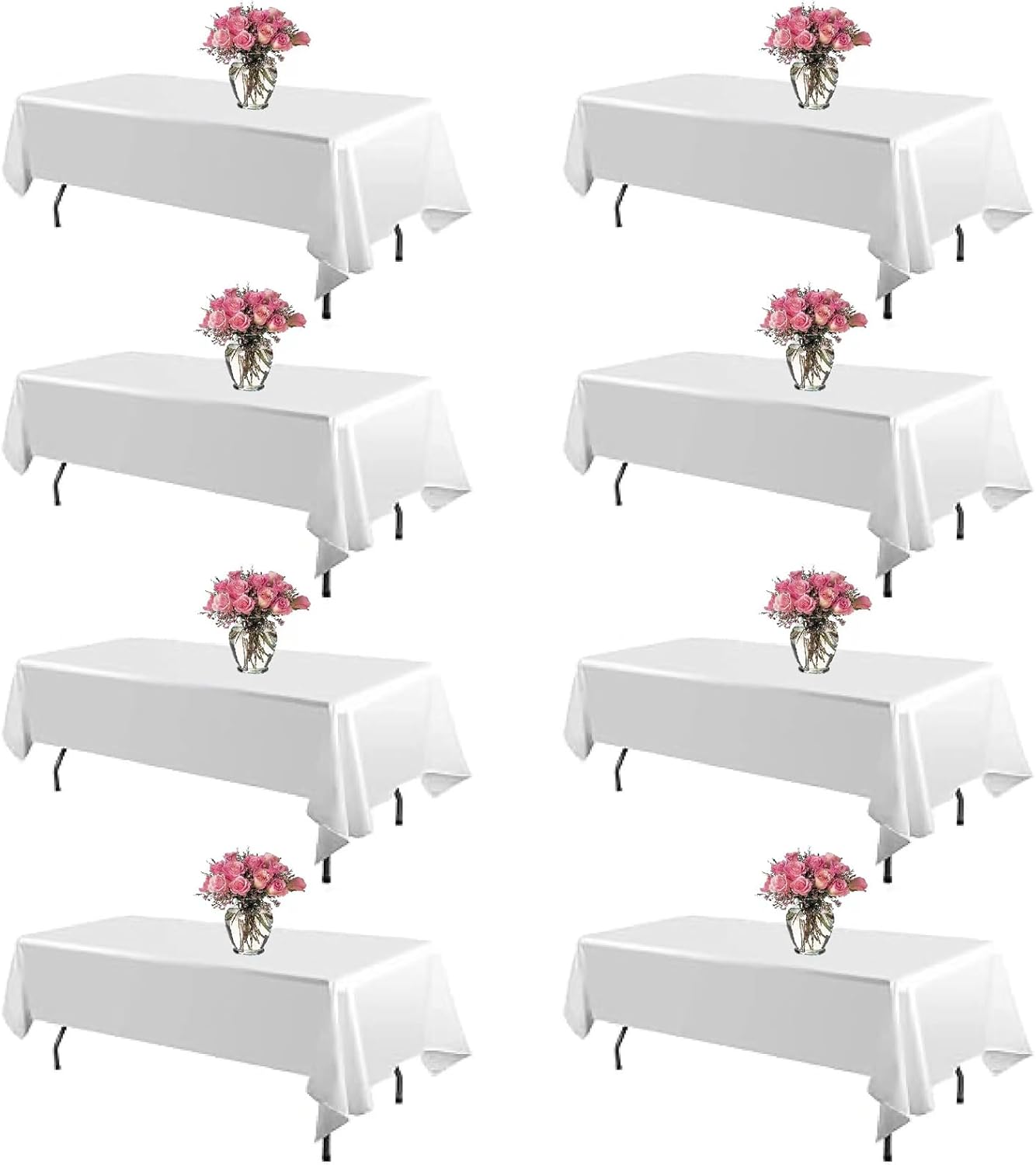 Amazon.com: RAINISH 8 Pack White Table Cloth 60 x 102 Inch Polyester tablecloths for 6 Foot ...