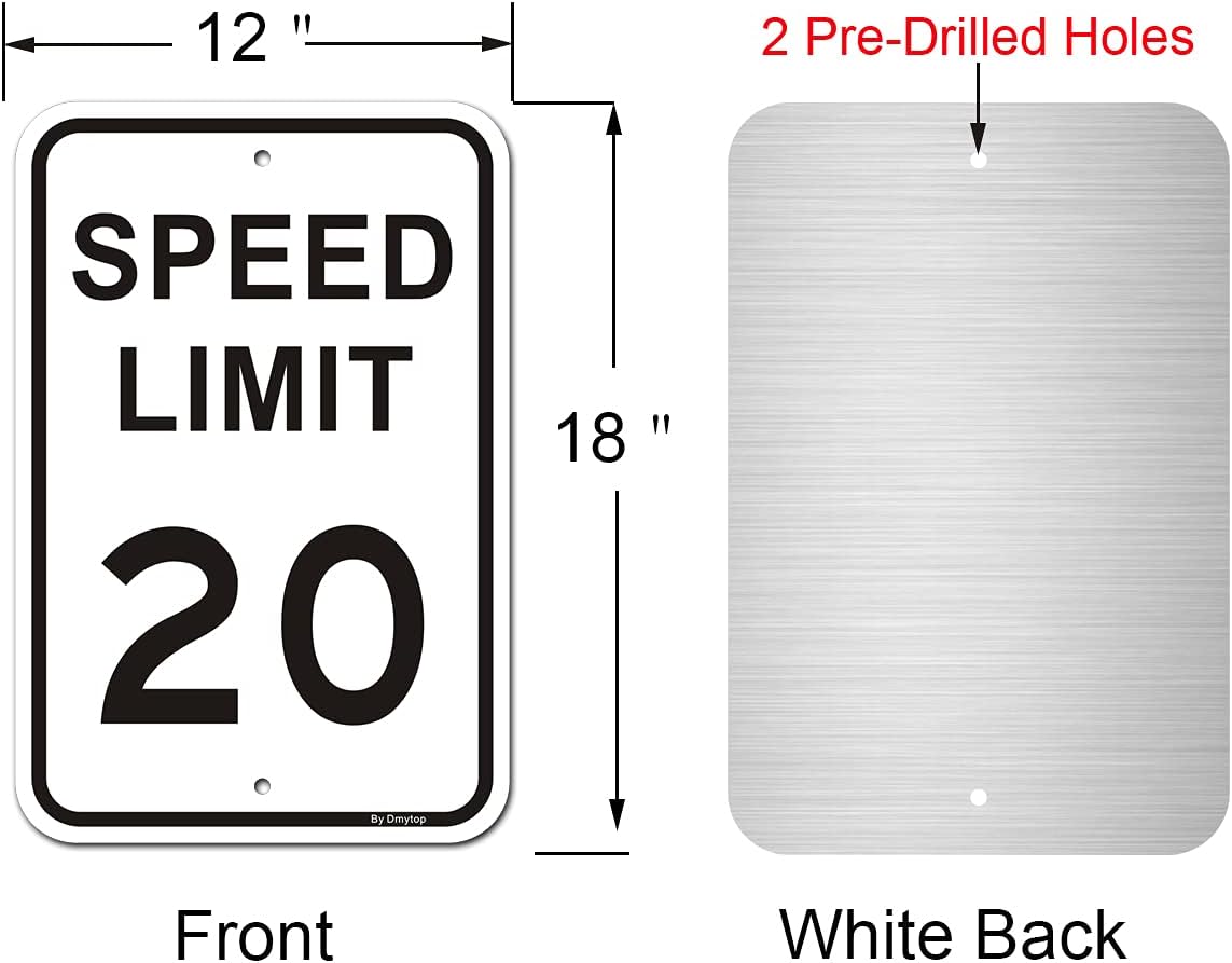 2 Pack Slow Down Sign Speed Limit 20MPH Sign | 45 x 30 cm Reflective ...