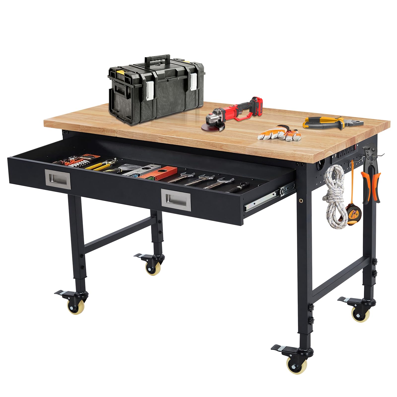Workbench 48" L X 24" W, Adjustable Work Bench Garage Workbench with ...