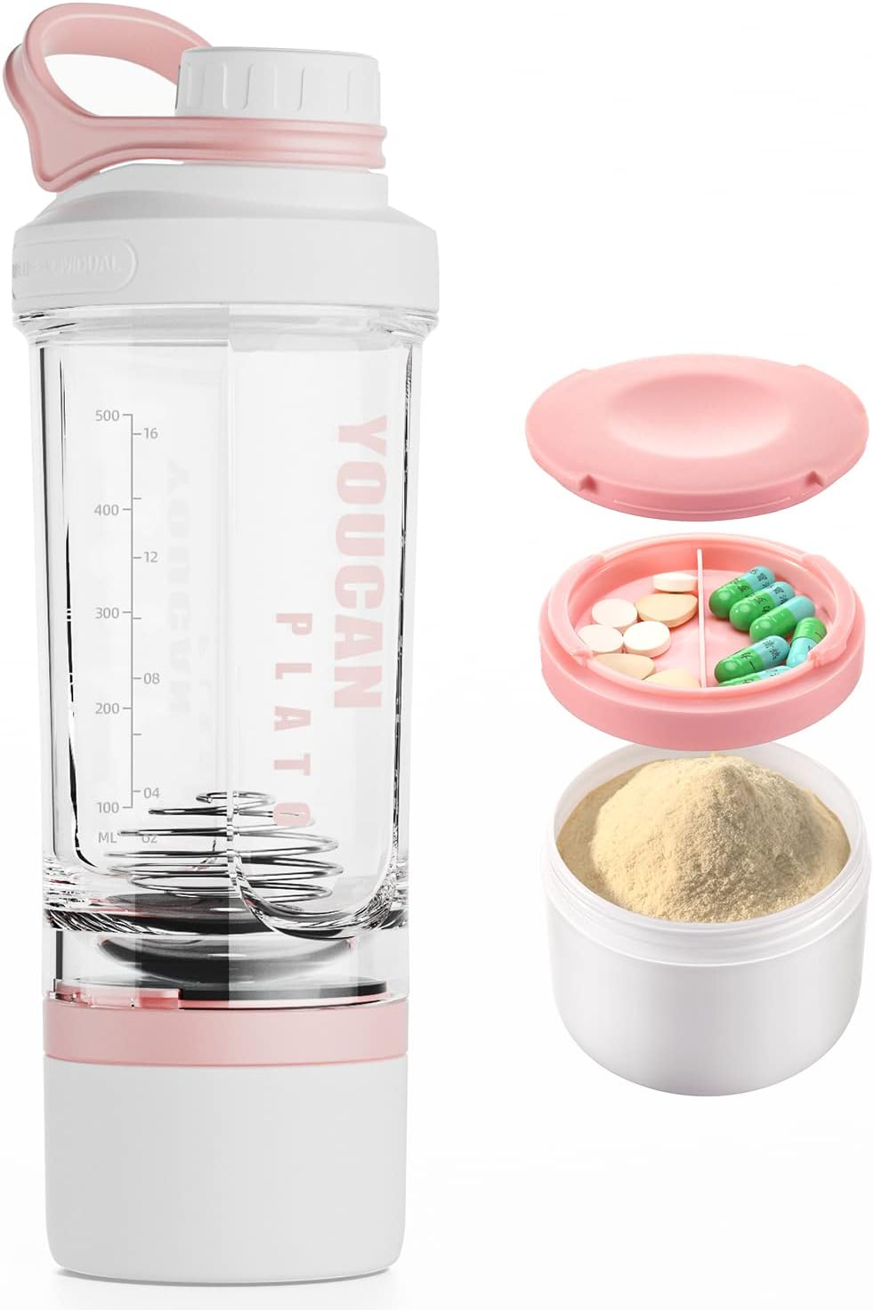 Amazon.com: 23oz Protein Shaker Bottle with Powder Storage Container ...