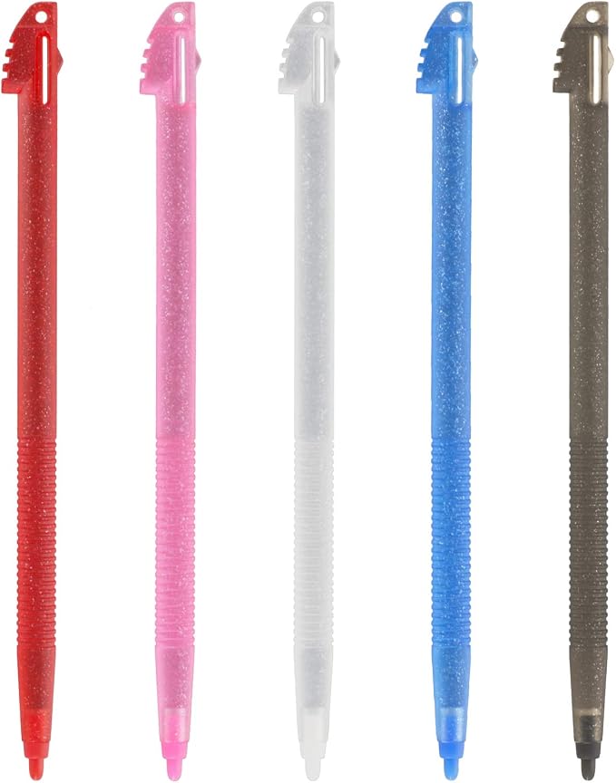 5x Assecure Glitter Stylus Red Pink Clear Blue Black For Nintendo 3DS ...