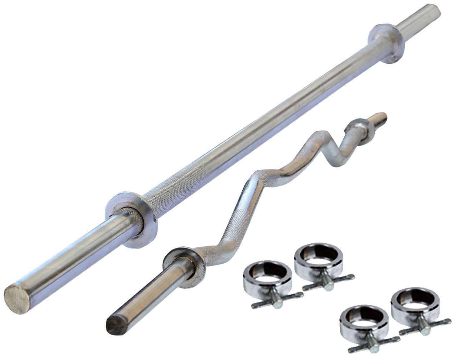 Buy FITNACE 5 FEET Straight Rod & 3 FT Bicep CURL Rod Combo with 4 ...