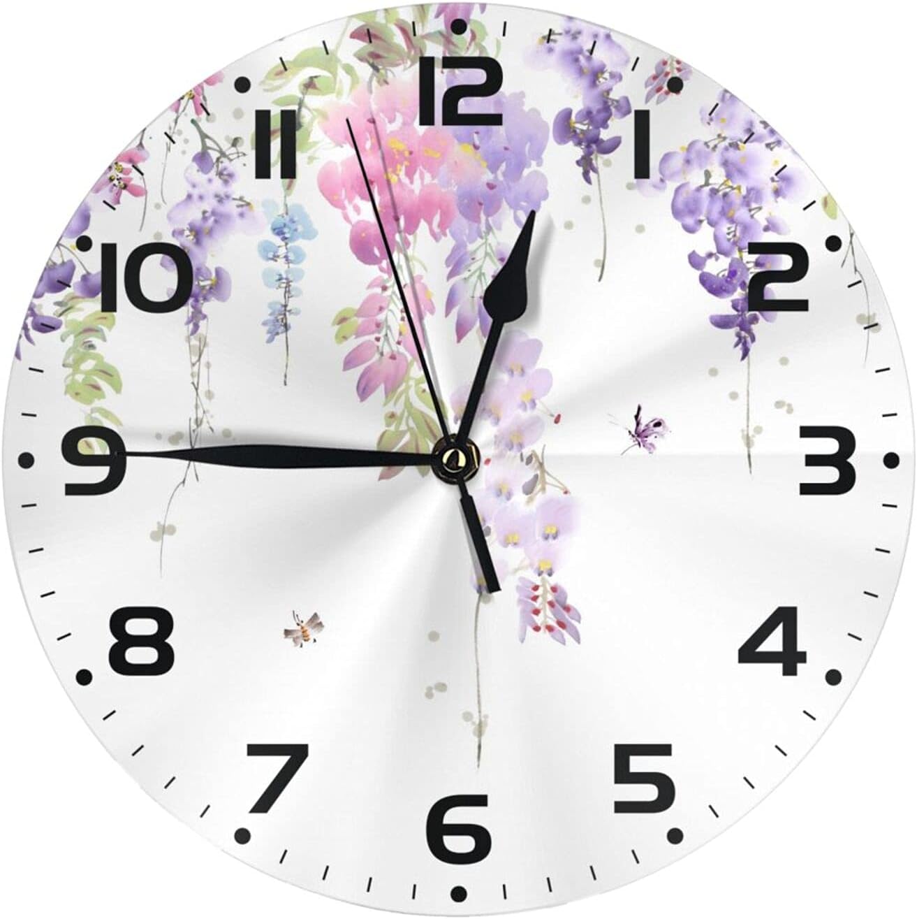 Amazon.com: DADABULIU Wall Clock Watercolor Botanical Flower Floral ...
