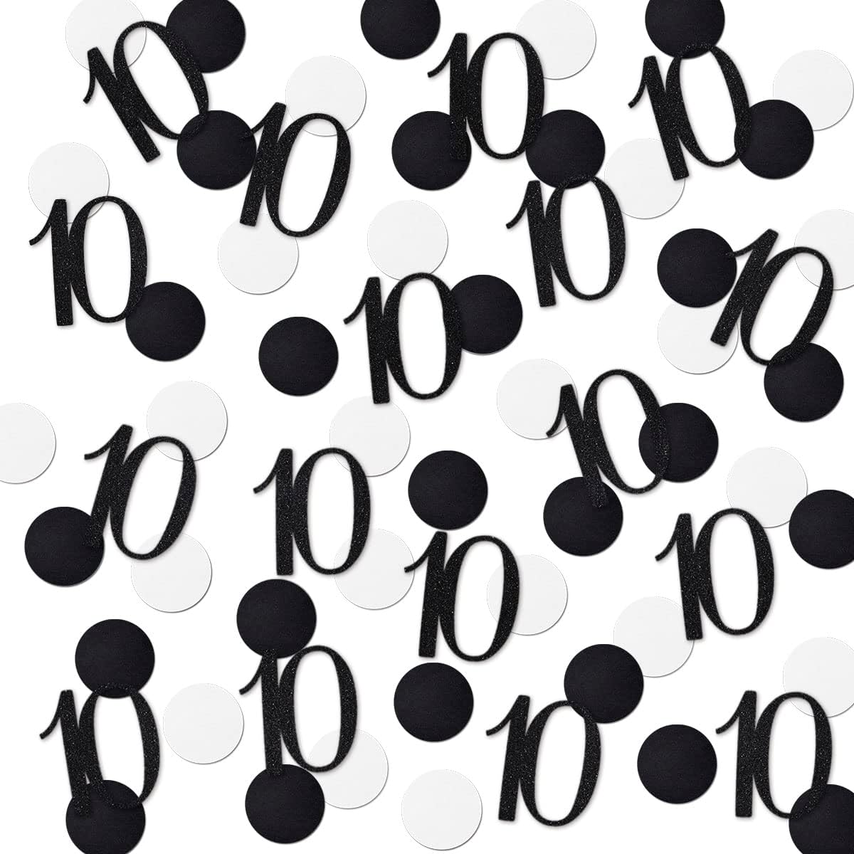 Amazon.com: Black Glitter 10 Confetti, 10th Birthday Number Confetti ...