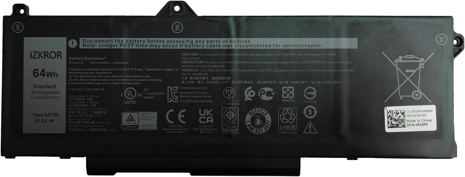 Amazon.com: IZKROR RJ40G 63Wh 3941mAh 4-Cells Battery Replacement for ...