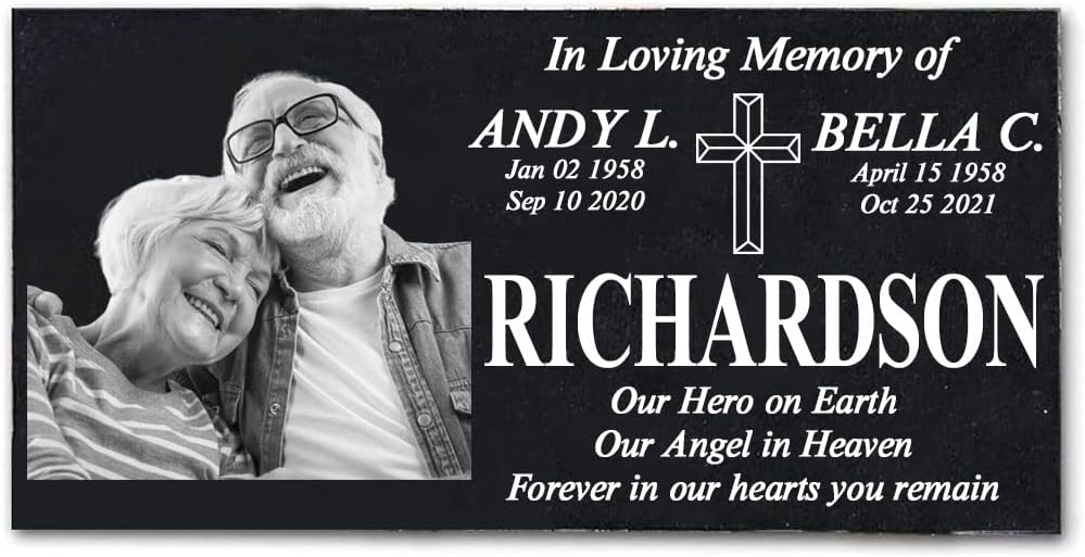 Amazon.com : Personalized Gravestone for Human with Photo, Custom Black ...