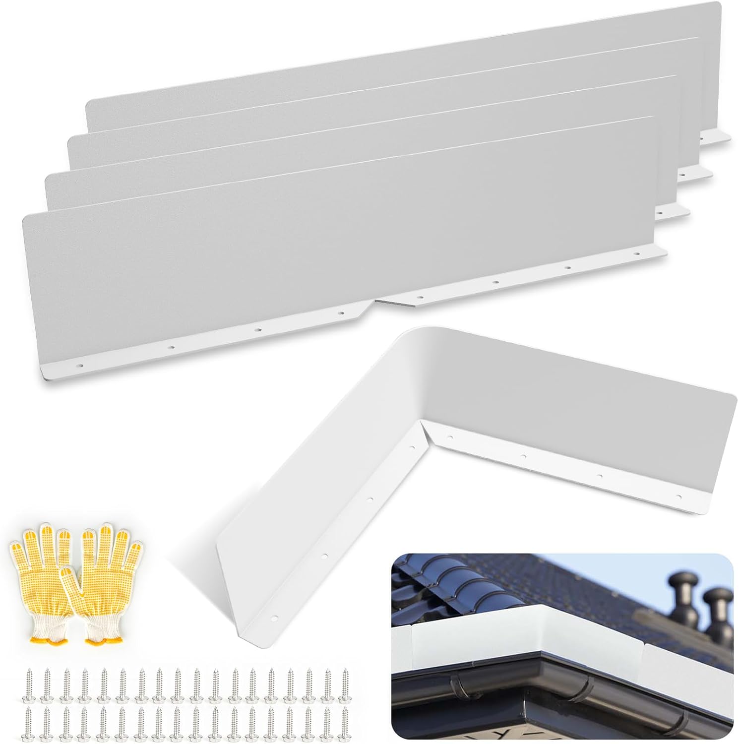 Rain Diverter Roofing Gutter Guards, 4 Pack 15.7 x 3.54 x 0.74 Inches ...