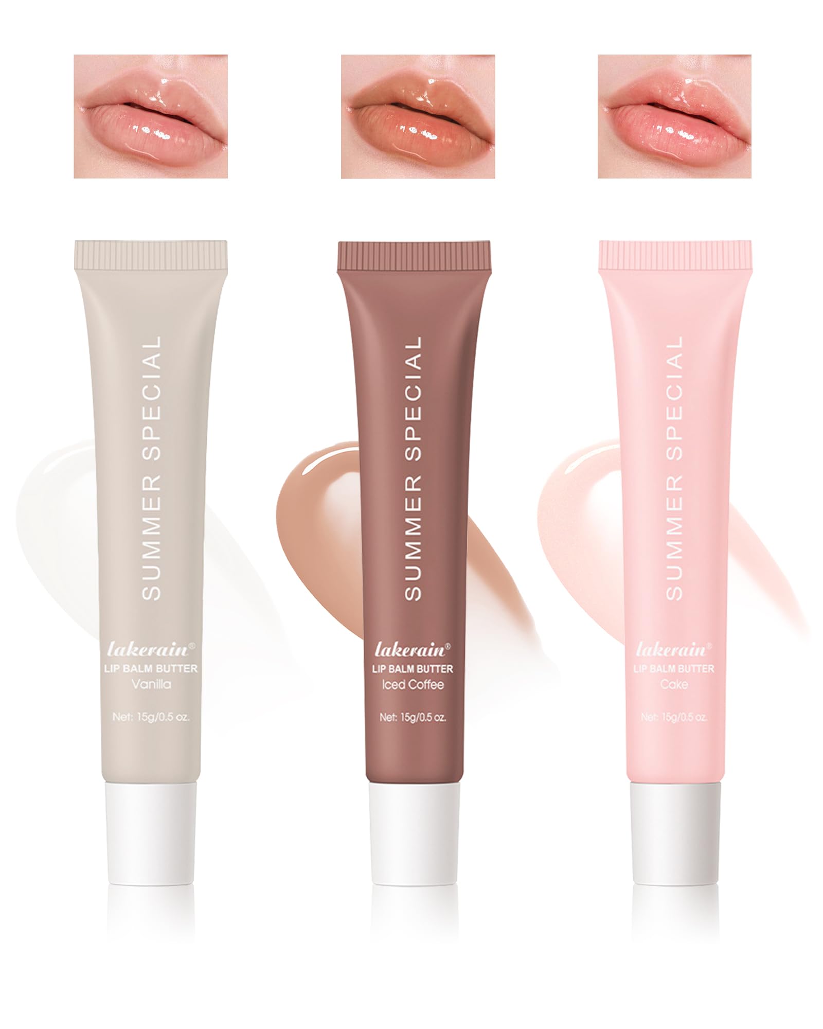 Amazon.com : Tinted Lip Butter Balm,3 Colors Vanilla Brown Pink Lip ...