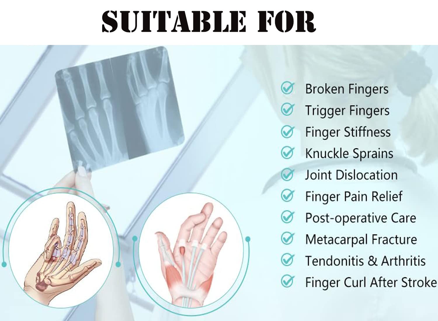 Snapklik.com : 2 Finger Splint Brace Hand Wrist Support Universal For ...