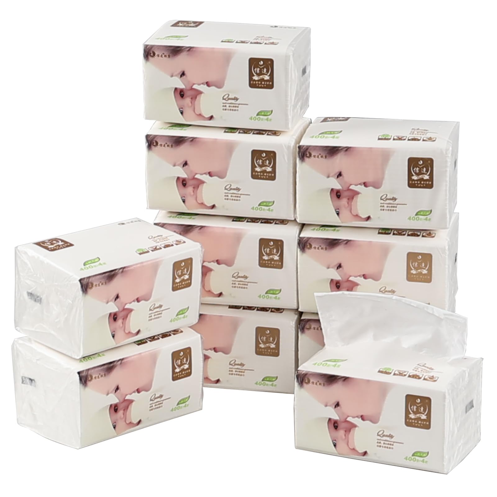 Ewingger 10 Packs 4-Ply Soft Facial Tissues, Disposable Facial Tissue ...