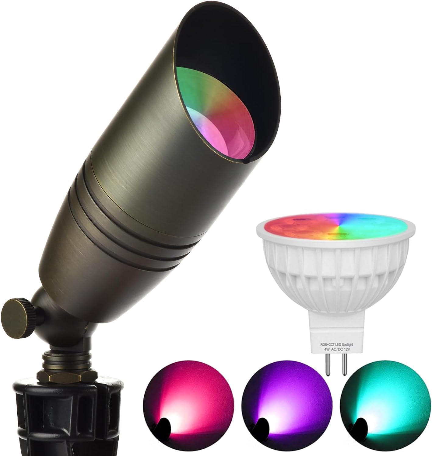 iYogaled RGB Low Voltage Landscape Lights, LED Outdoor Brass Landscape ...