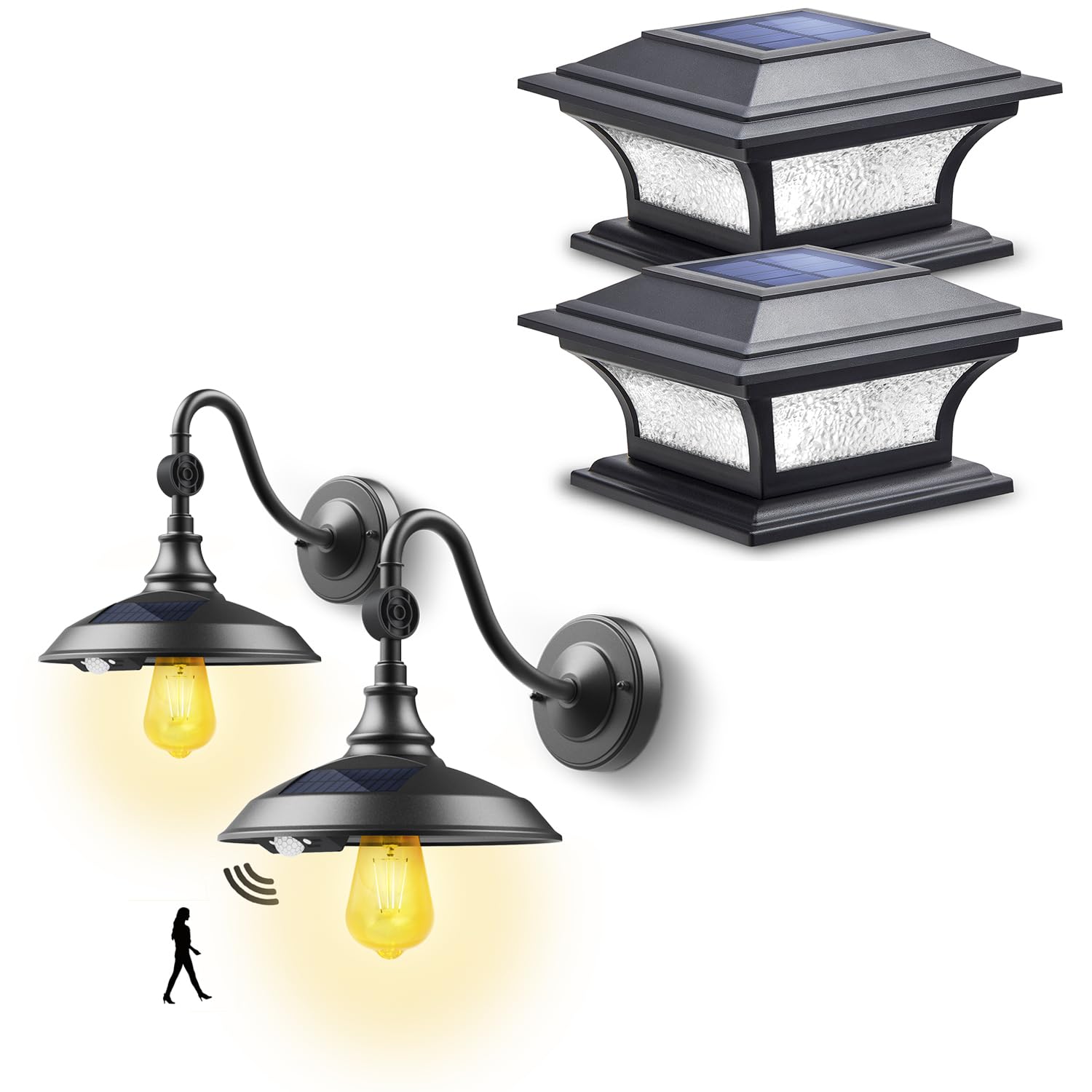 SIEDiNLAR Solar Post Lights Outdoor & Solar Barn Light Outdoor with 3 ...
