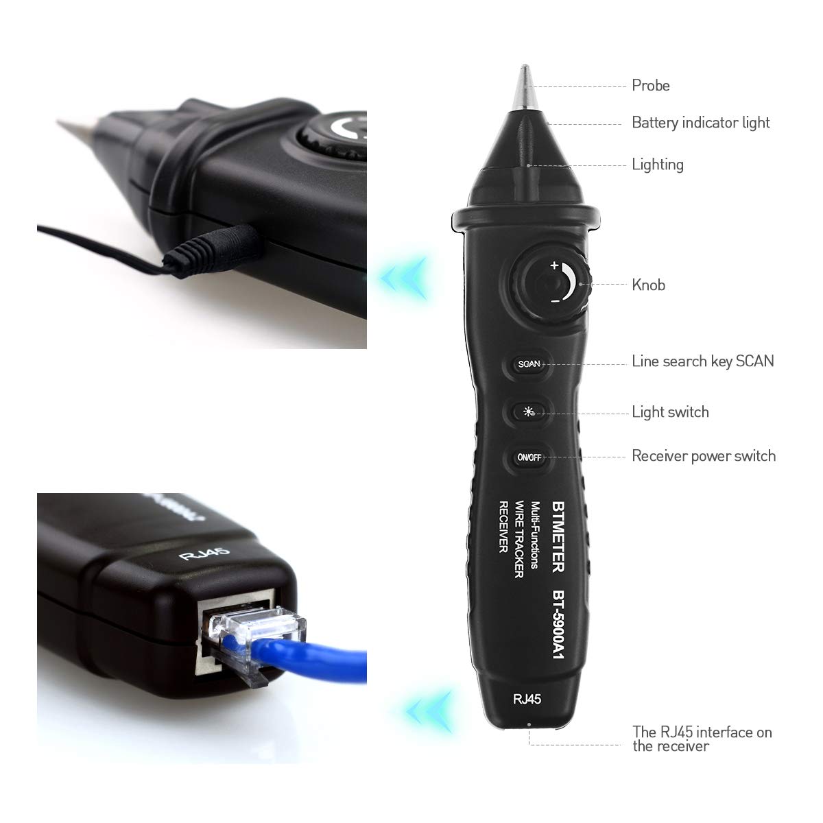 Snapklik.com : Wire Tracker Tone Generator - BTMETER BT-5900A Cable ...