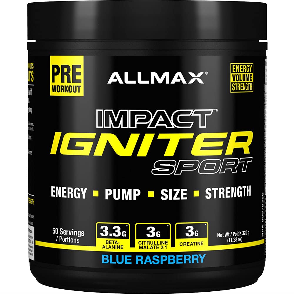 Allmax Impact Igniter Sport Blue Raspberry 320g - Pre Workout : Amazon ...