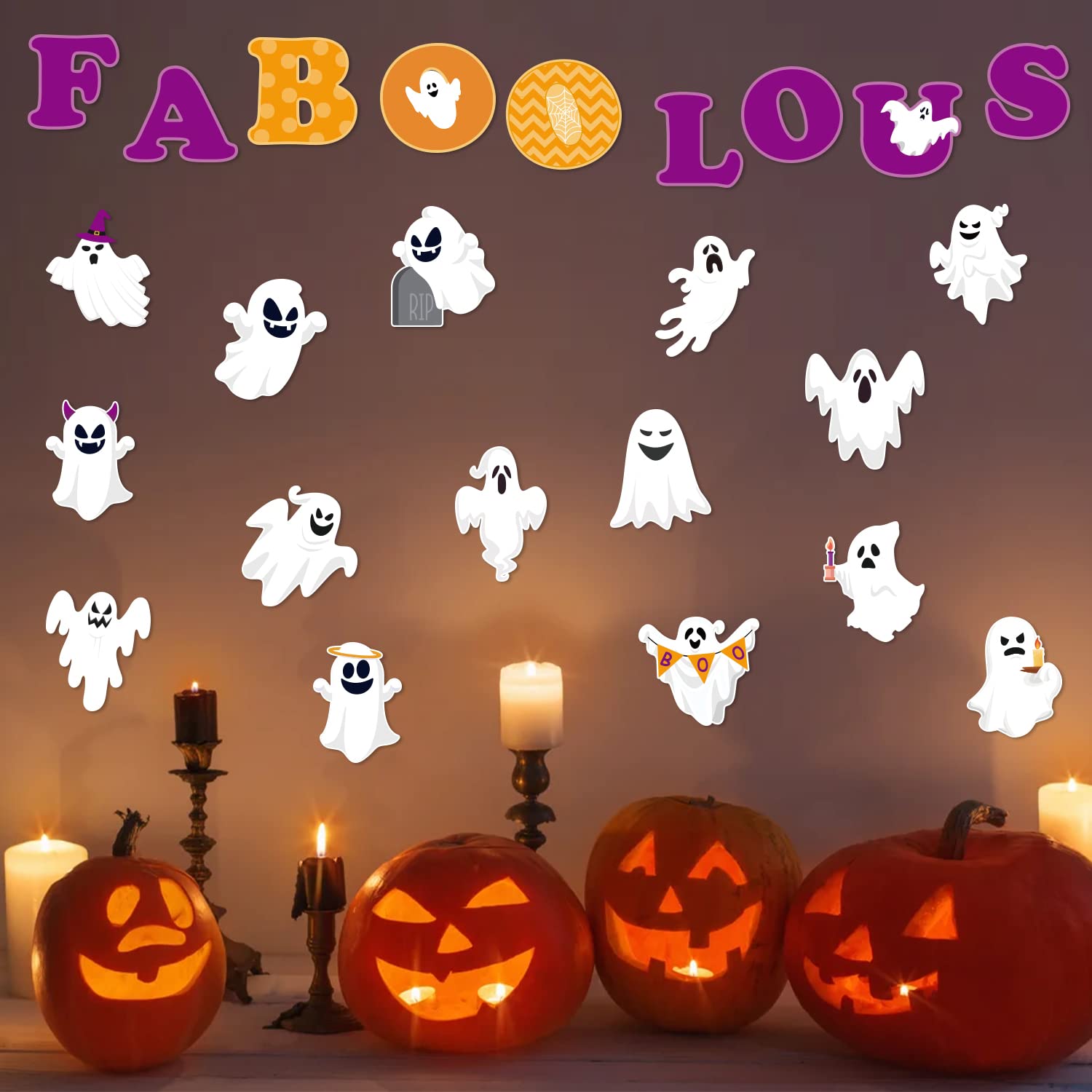 Snapklik.com : Halloween Ghost Bulletin Board Decoration Set - 62Pcs ...