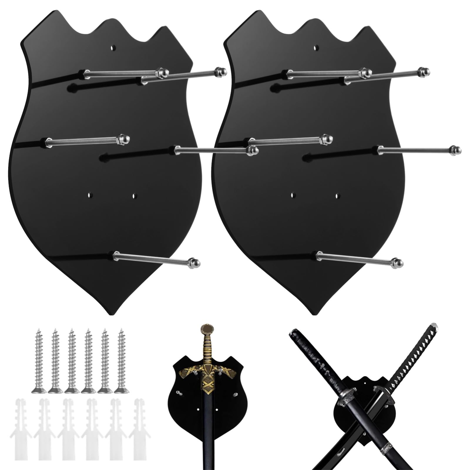 Amazon.com: OMISTAR 2 Pcs Sword Wall Hangers, Black Acrylic Sword Wall ...
