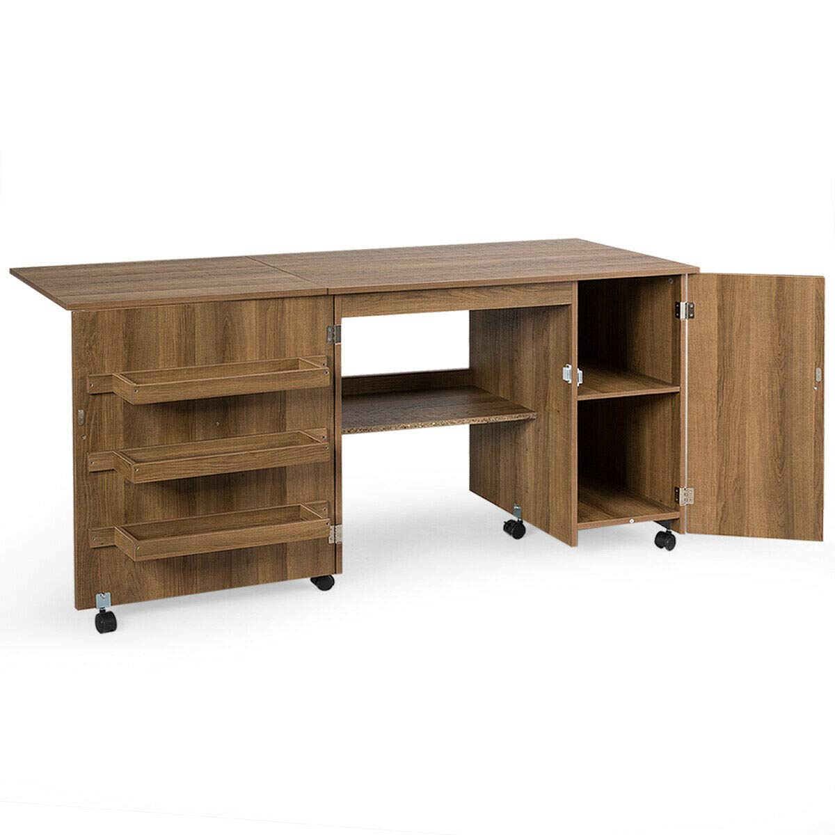 Amazon.com: Liviza Folding Sewing Craft Table, Sewing Cabinet with 3 ...