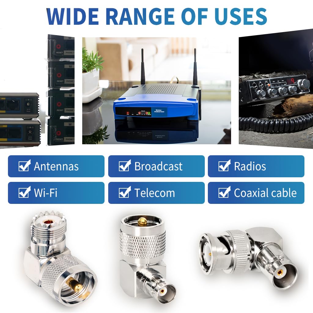 Snapklik.com : 3Pcs Right Angle RF Coaxial Adapter Connectors Kit PL259 ...