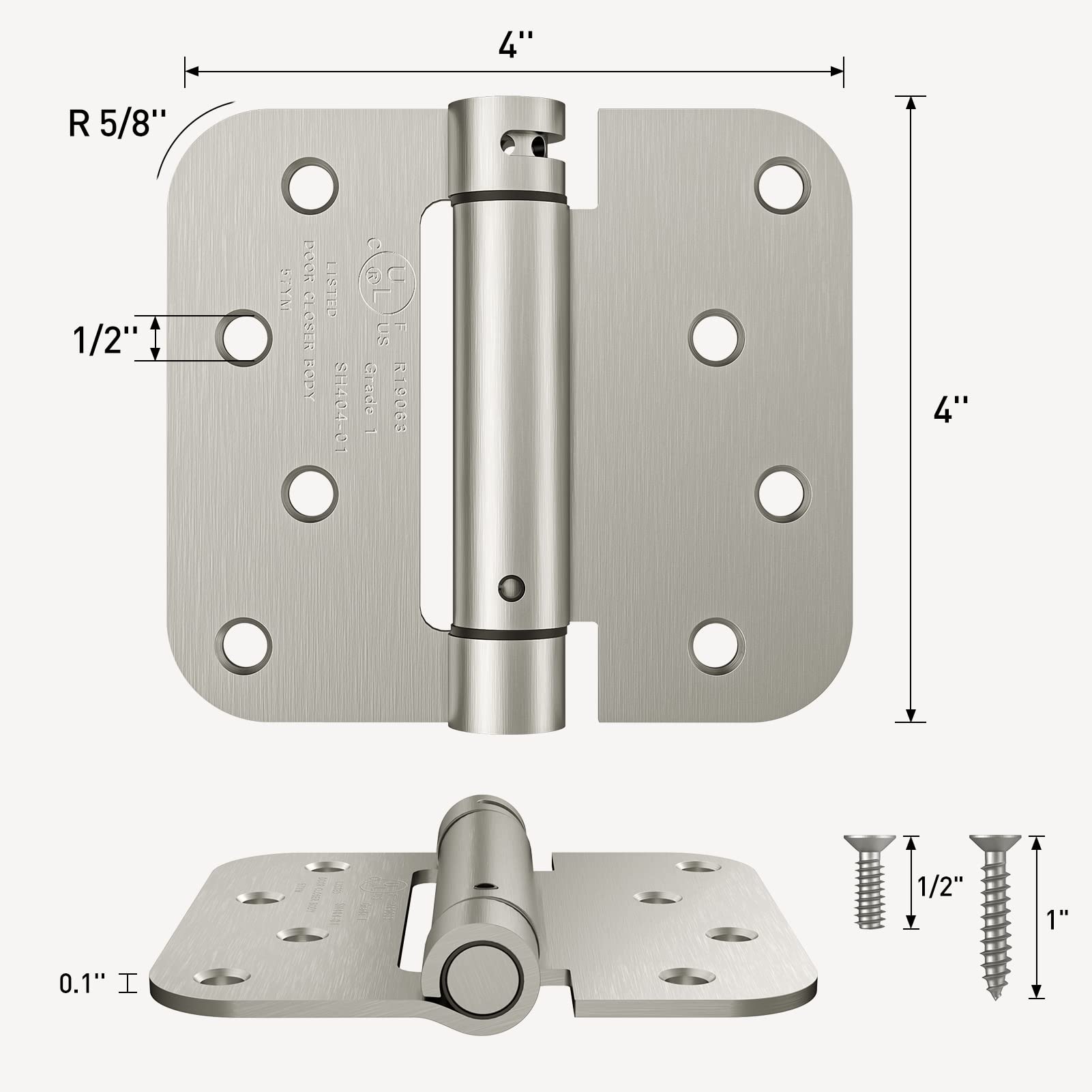 Snapklik.com : HOSOM Self Closing Door Hinges Brushed Nickel Spring ...