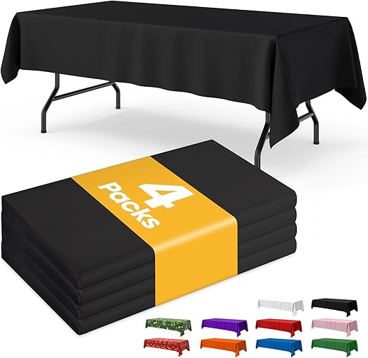 Amazon.com: Niuara Black Plastic Table Cloth - 4 Pack 54" × 108 ...