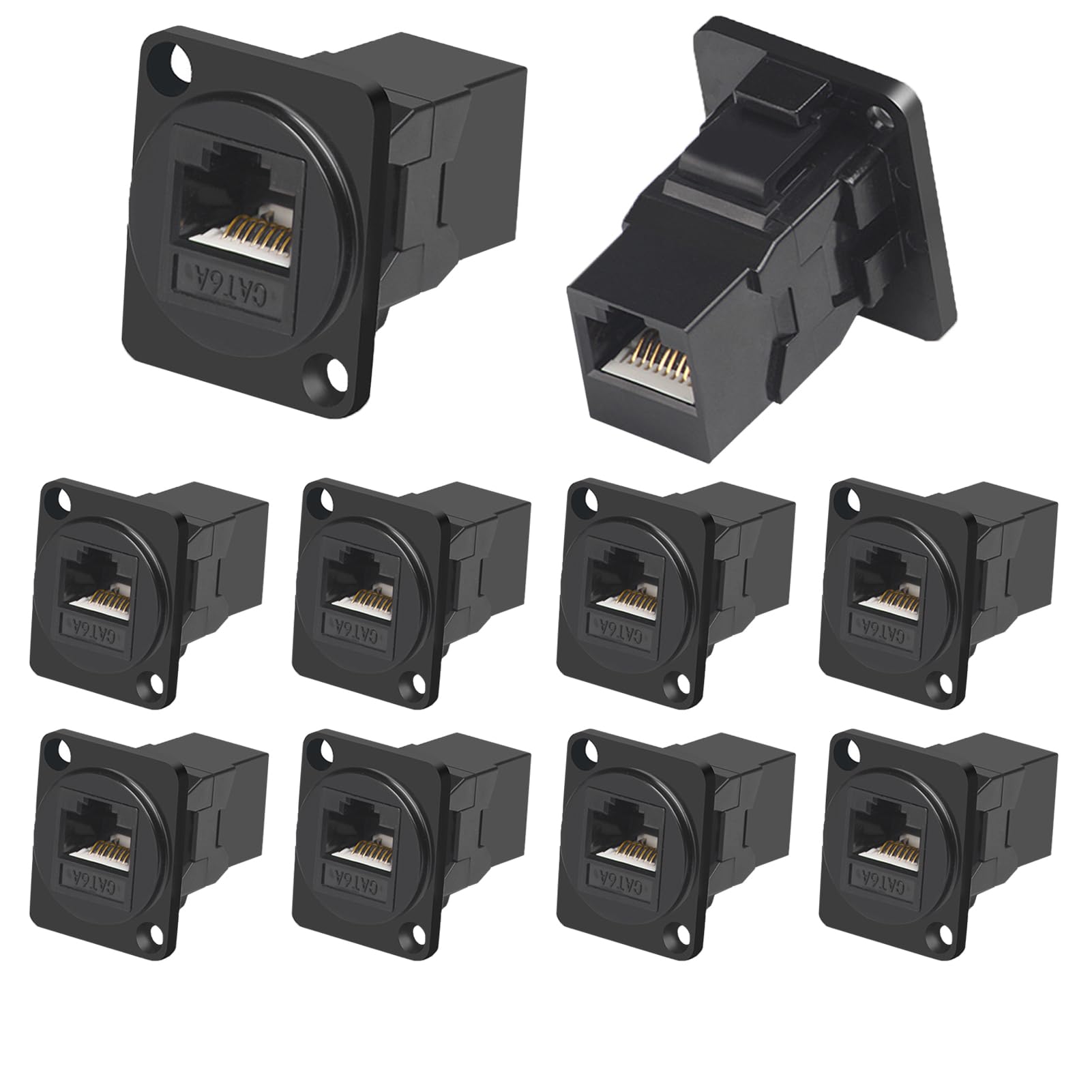 Buy ANMBEST 10PCS Panel Mounting RJ45 CAT6A 8P8C Ethernet Connector ...