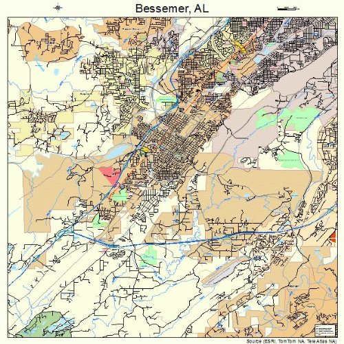 Amazon.com : Large Street & Road Map of Bessemer, Alabama AL - Printed ...