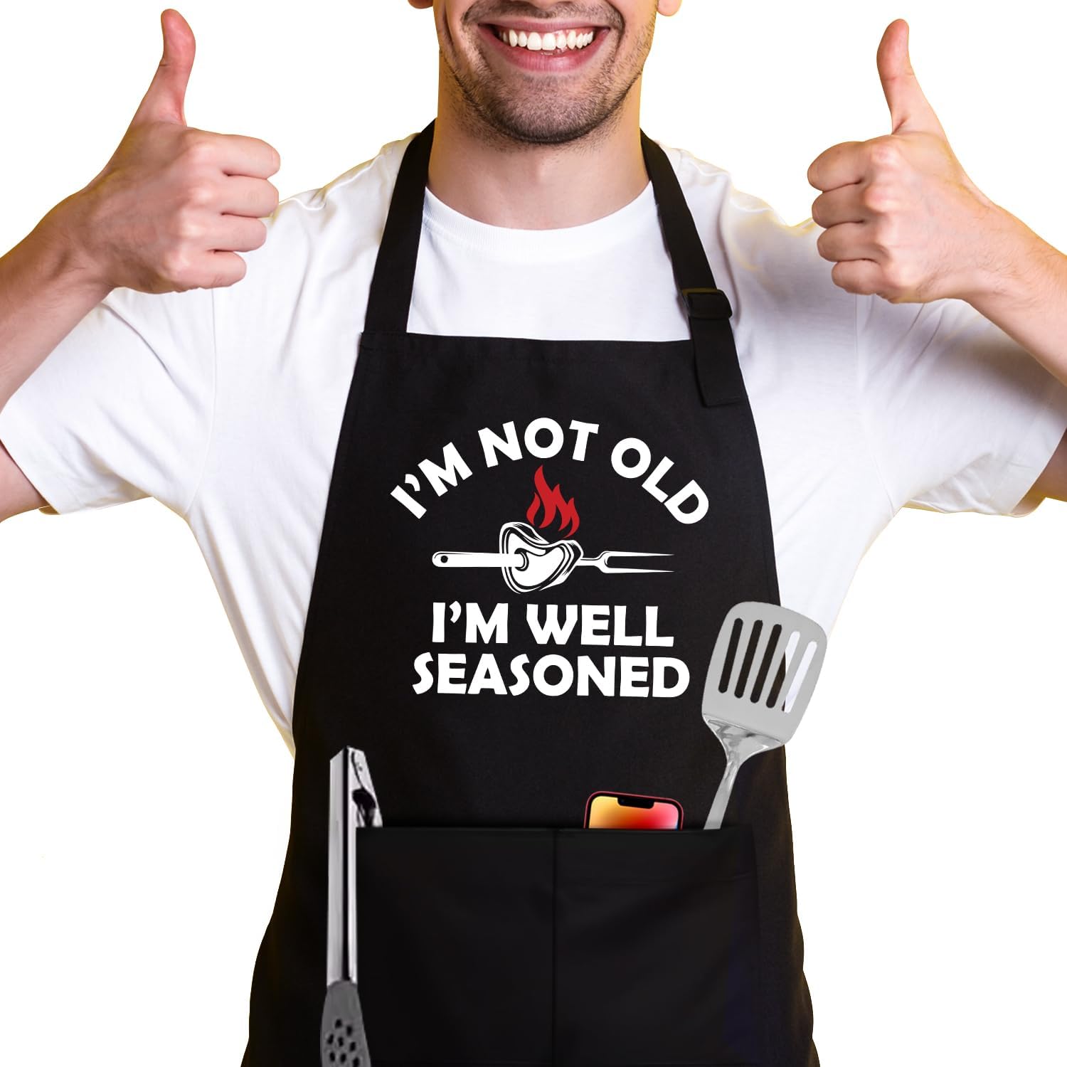 Amazon.com: DLTRXMY I'm Not Old I'm Well Seasoned,Funny Chef Apron,Funny Aprons for Women Men ...