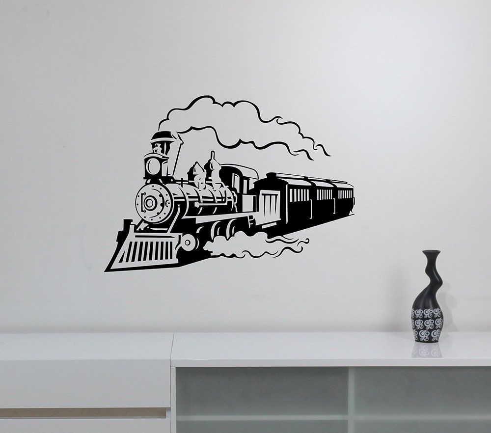 Amazon.com: Vintage Steam Train Wall Sticker Railroad Retro Locomotive ...