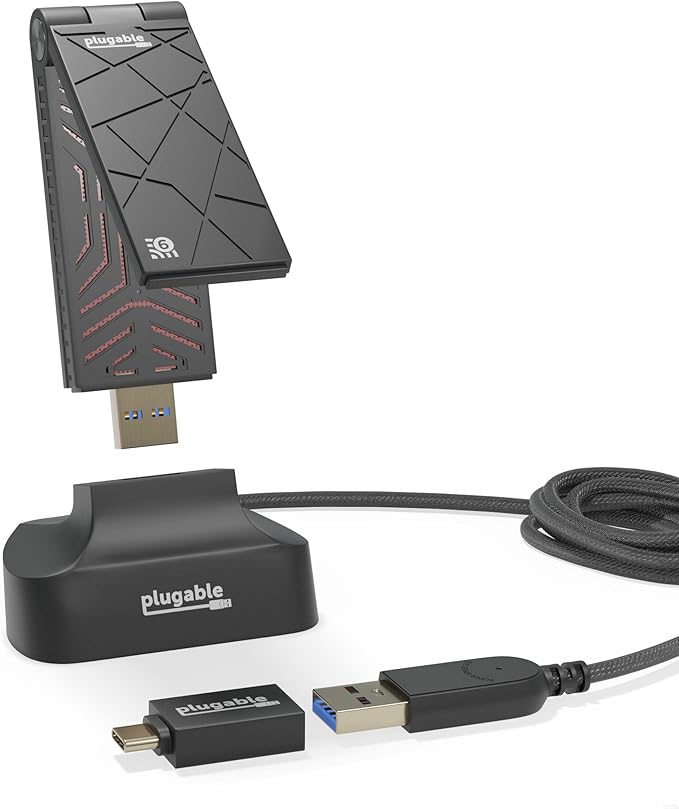 Amazon.com: Plugable WiFi 6 USB WiFi Adapter for Desktop PC and Laptops ...