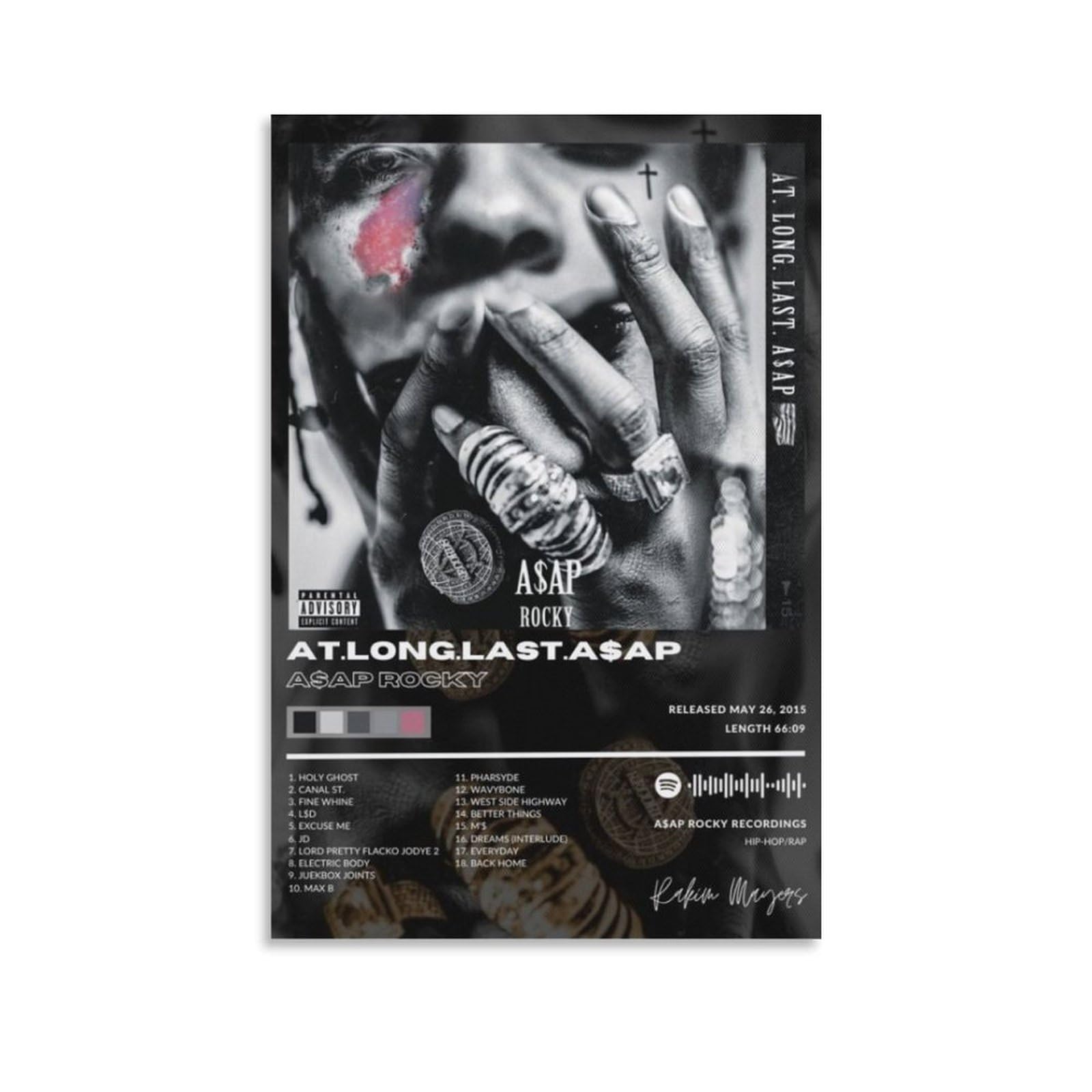 Amazon.com: HAHASMILE ASAP Rocky Album Signature Poster Canvas Poster ...