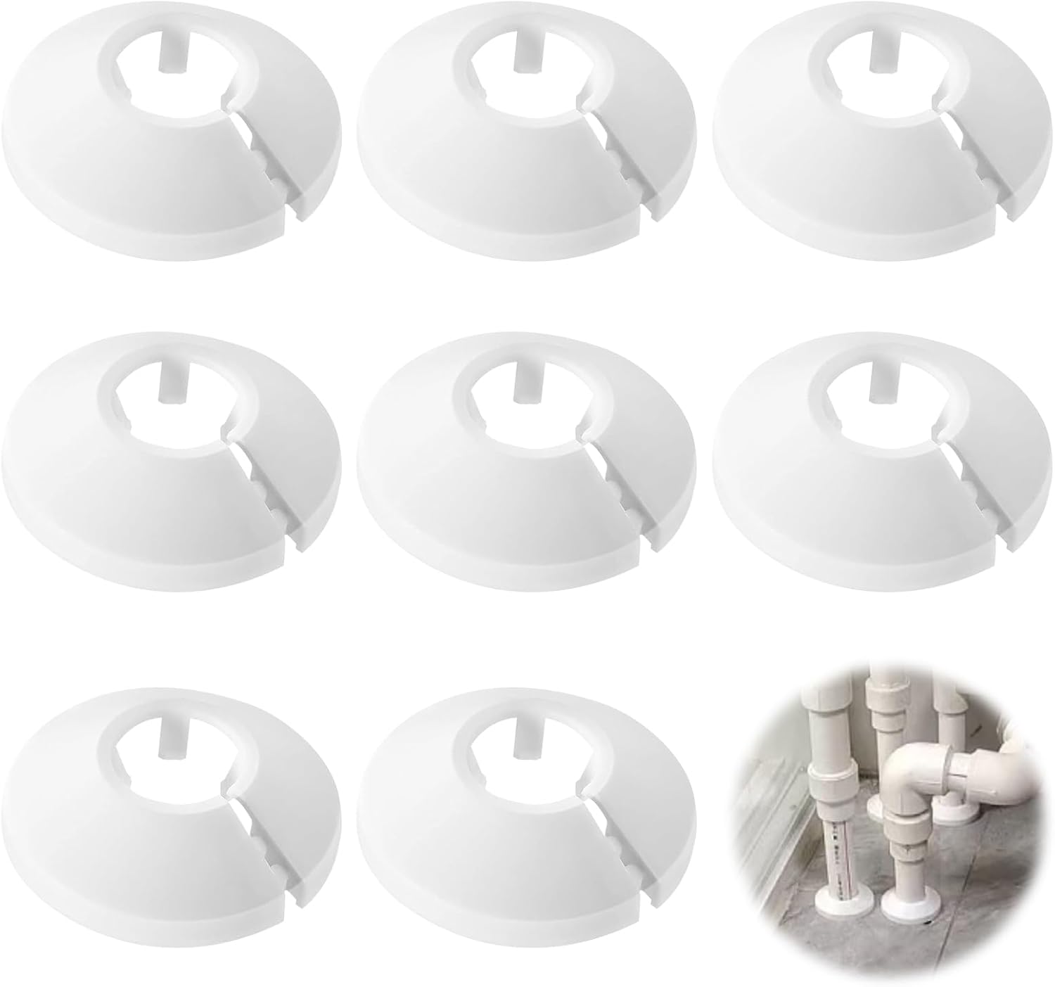 8 Pcs Radiator Pipe Cover, White Plastic Pipe Collars Plastic Pipe ...