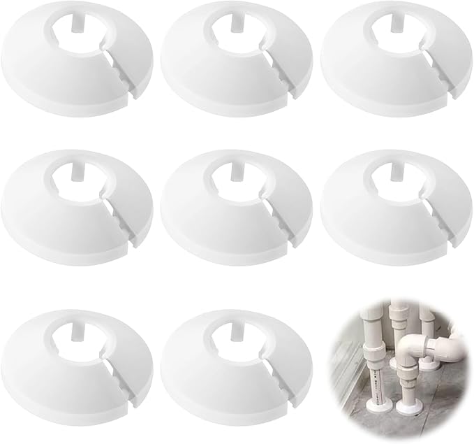 8 Pcs Radiator Pipe Cover, White Plastic Pipe Collars Plastic Pipe ...