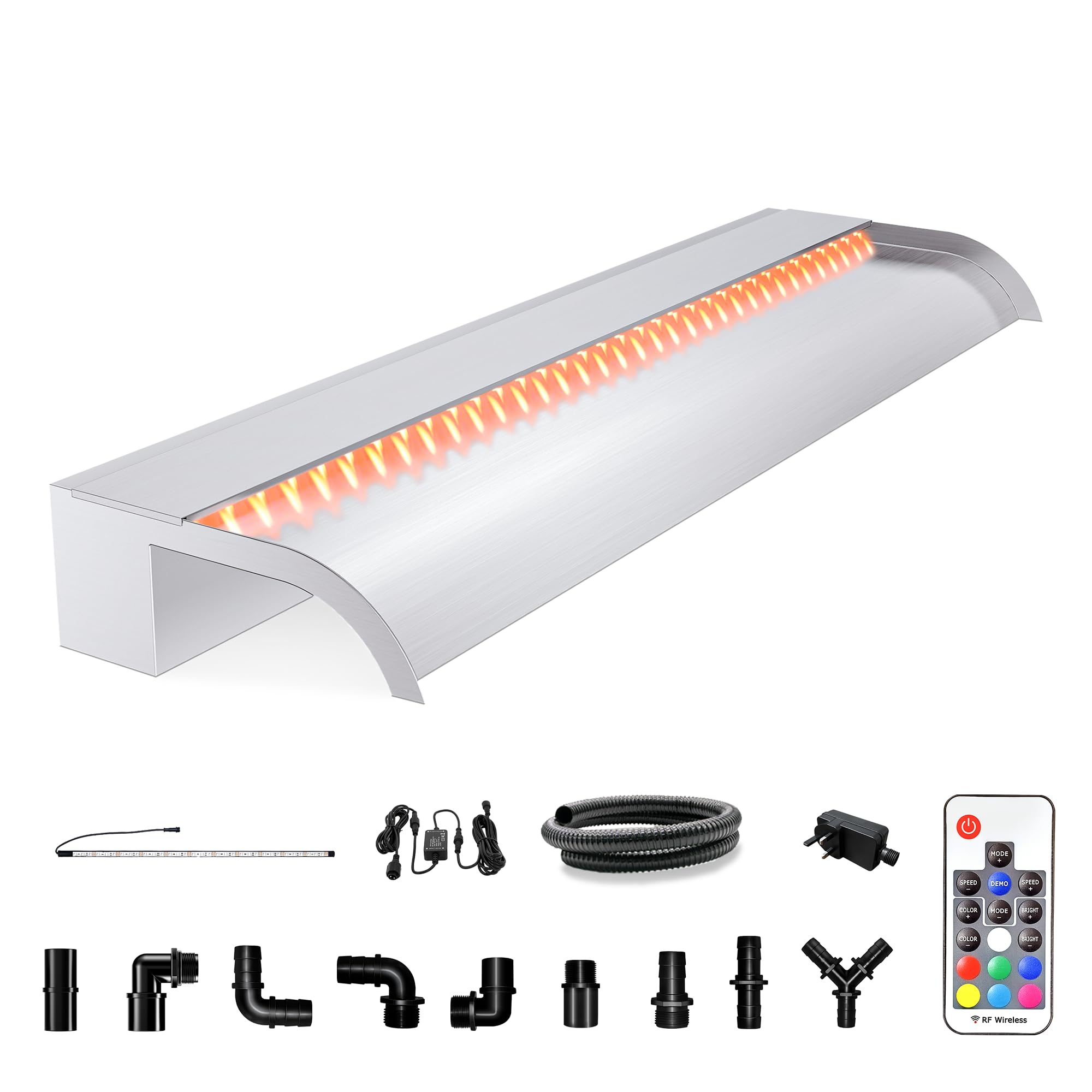 Amazon.com: Waterfall Pool Fountain, LONGRUN Stainless Steel Waterfall ...