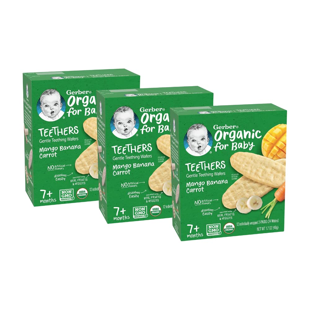Snapklik.com : Gerber Organic Teethers Gentle Teething Wafers, Mango ...