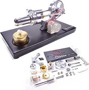 Full Metal Stirling Engine Model Kit That Works, Heat Engine with 4 LED ...