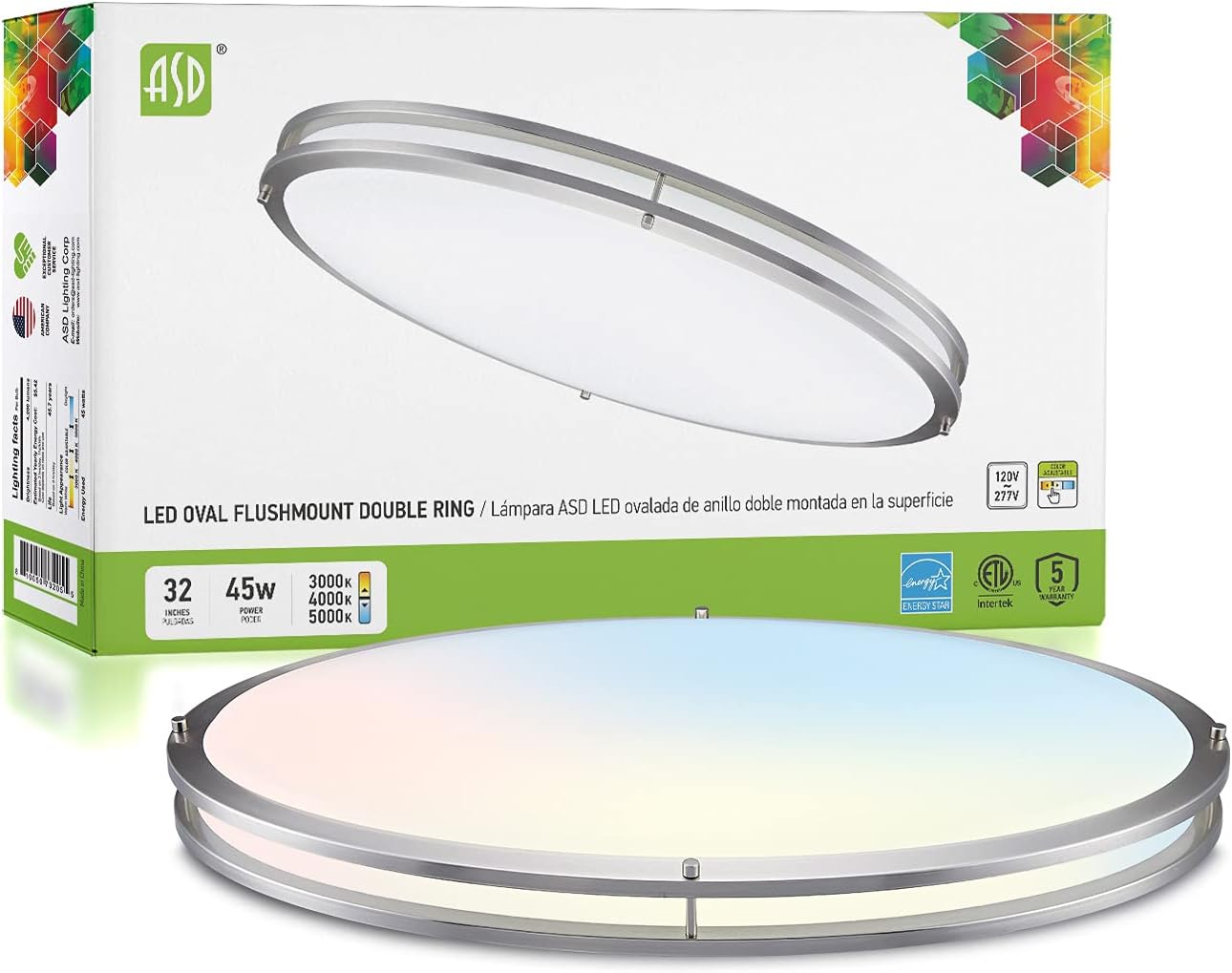 Amazon.com: ASD 32 Inch Oval Flush Mount Ceiling Light, 45W (360W ...