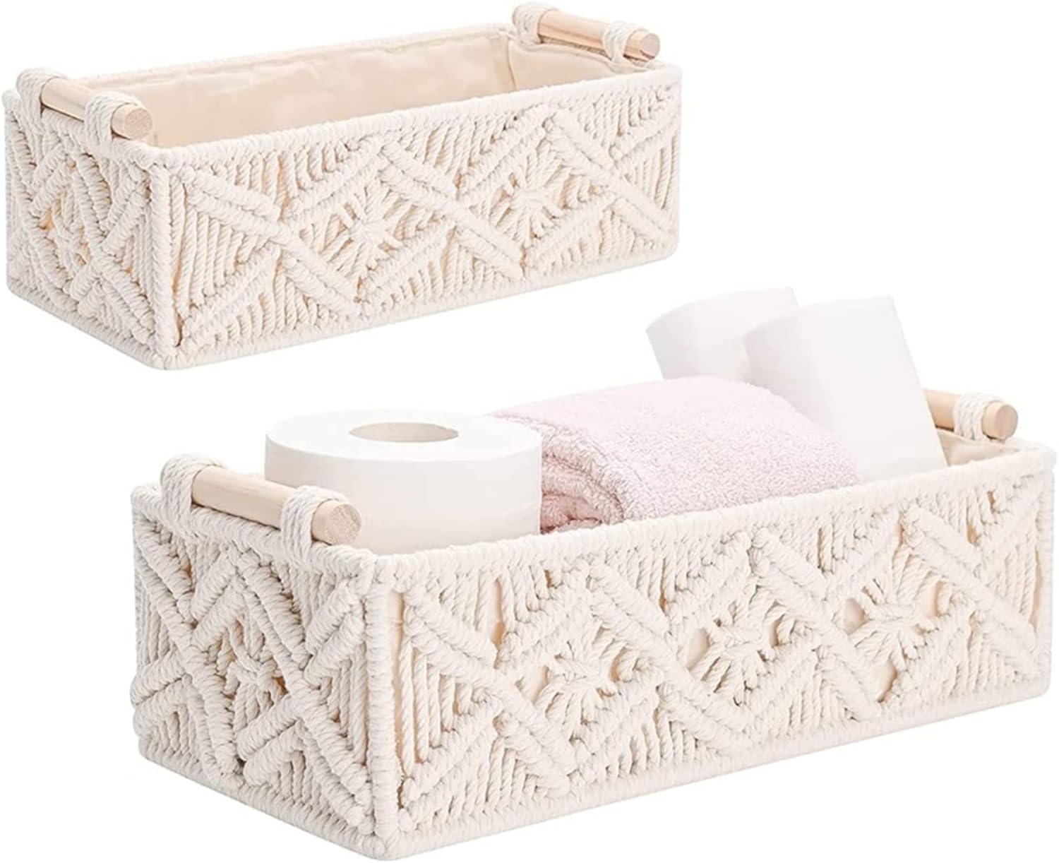 Macrame Storage Basket Boho Decor Baskets for Organizing Woven ...